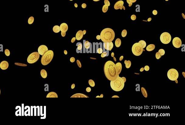 Crypto.com CRO cryptocurrency gold coin falling. Loopable digital ...