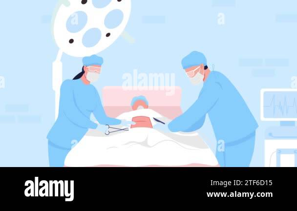 Animated surgeons illustration. Doctors performing surgical operations ...