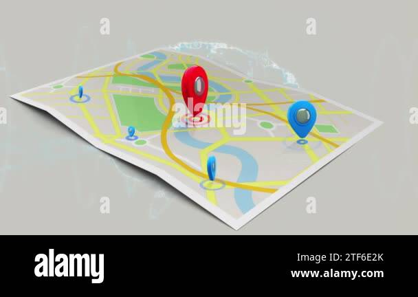 Animation of map and position marks over rotating brain on beige ...