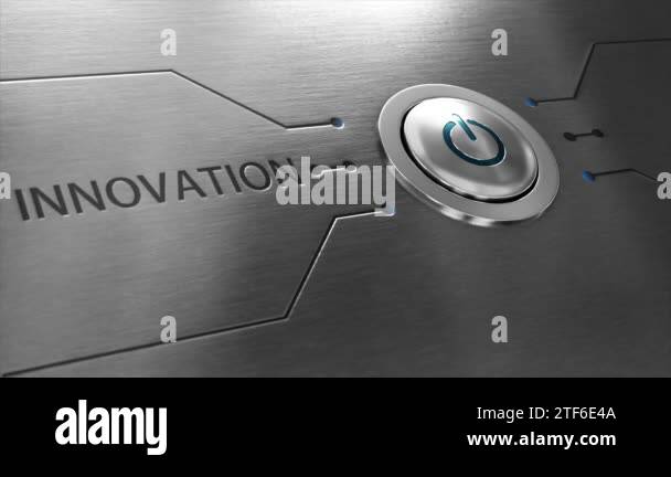 Touch futuristic screen button and activates futuristic. 3d animation ...