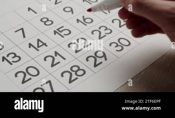 Calendar 22th Date of the Month Crossed Out. Signing a day on a ...