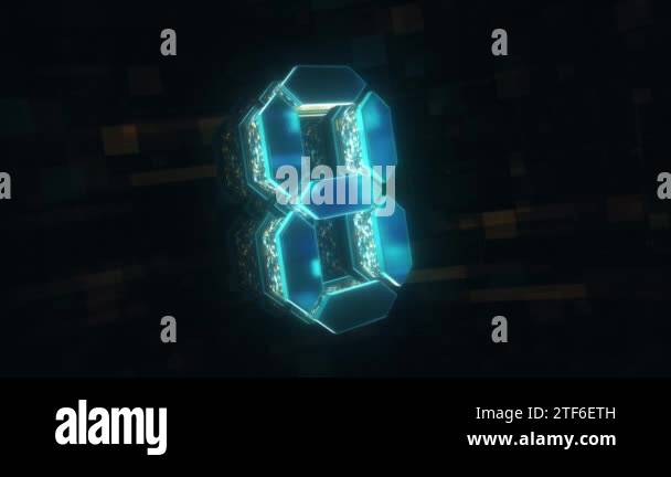 Abstract futuristic animation blue digital text countdown background, modern 3D animated ...