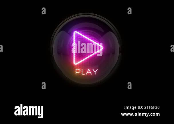 Play. Play button. Play Icon. Play reveal. Nixie tube indicator. Gas ...