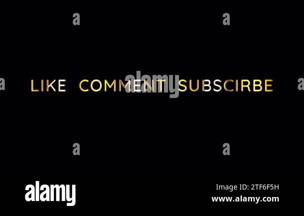 Like Comment Subscribe golden text with light glowing effect isolated ...