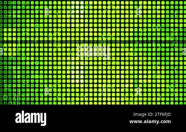 Abstract Seamless loop binary digit flow lemon green square lights digital technology pattern.4K ...
