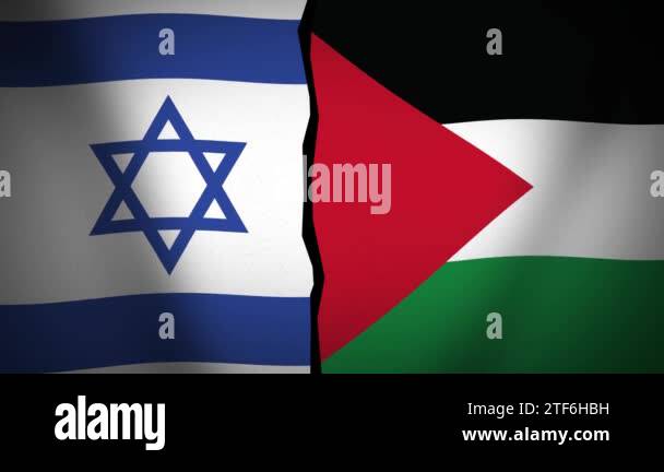 Israel Vs Palestine conflict background animation 4k. Flags of two ...
