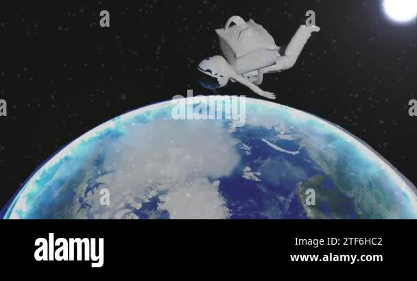 Astronaut woman floating among stars three dimensional animation work ...