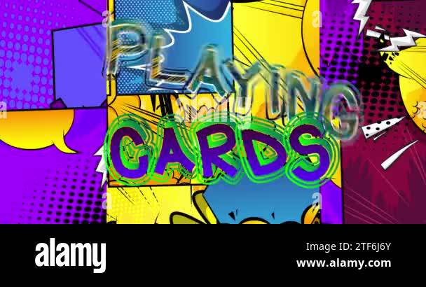 Playing Cards. Motion poster. 4k animated Comic book word text moving ...