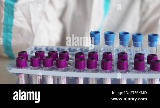 Process of coronavirus PCR antigen testing examination by nurse medic ...
