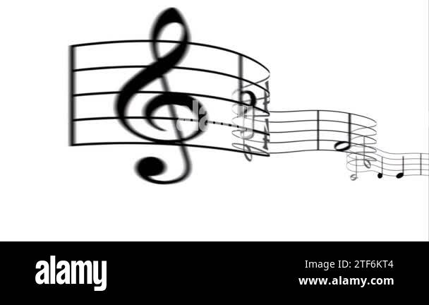 Music Background: Black musical notes flowing on a 3d white background ...
