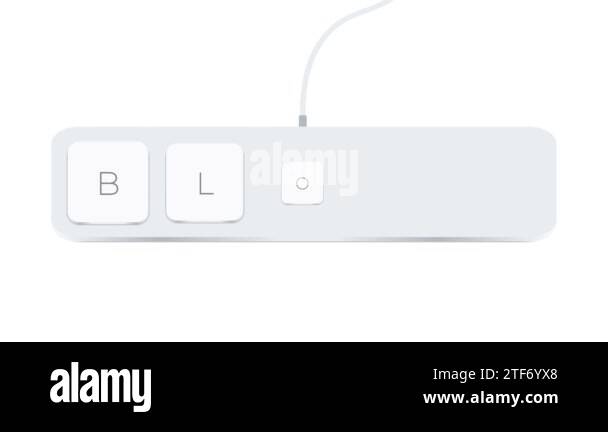 Block word written with computer buttons over white background. 4k ...