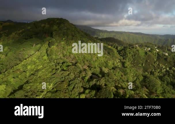 Tropical Mountain Sunset of Tantalus on Oahu, Hawaii Stock Video ...