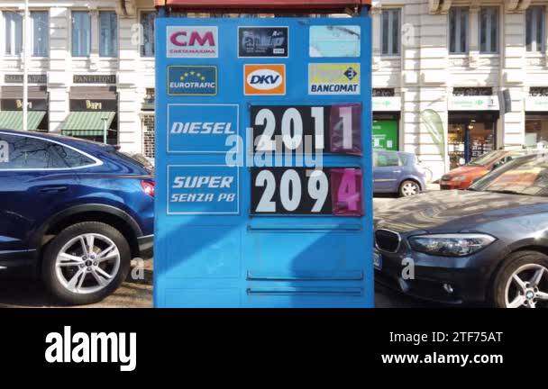 Europe, Italy , MIlan March 2022 - increase in the cost of Diesel and ...