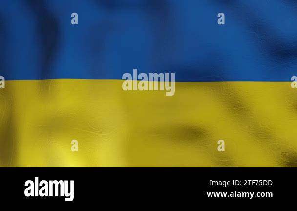 Ukraine flag looping animation 3D. Ukrainian banner fabric textile ...