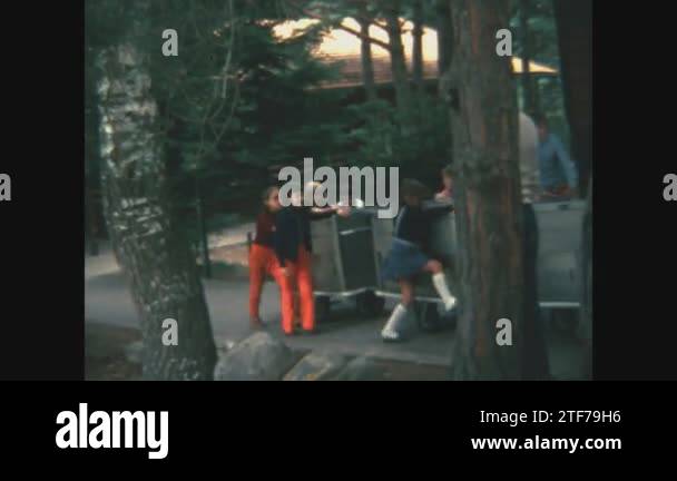 PAVIA, ITALY MAY 1968: Children at the park play in 60s. Archive ...