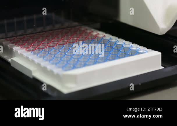 Manufactured Microplate in Compact programmable 8-channel washer aspirator Stock Video Footage ...