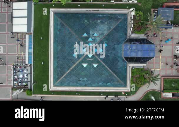 Aerial bursa zafer plaza, drone view of led plaza with glass crystal ...