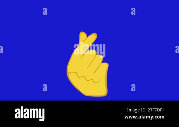 Loop animation of a yellow cartoon hand crossing fingers and a heart ...