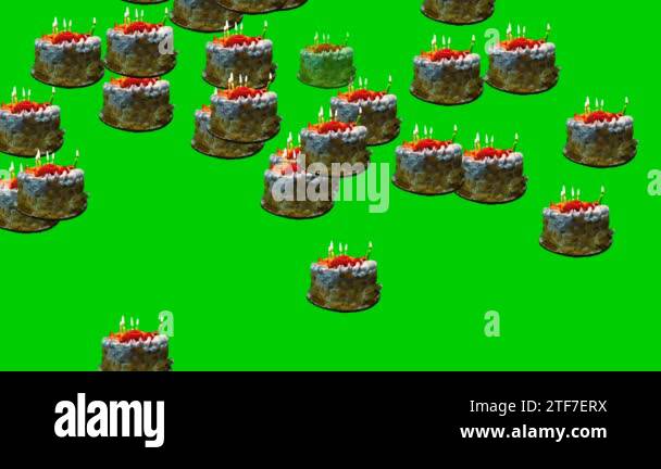4K Strawberry cake cartoon animation on green screen. Animation Cake ...