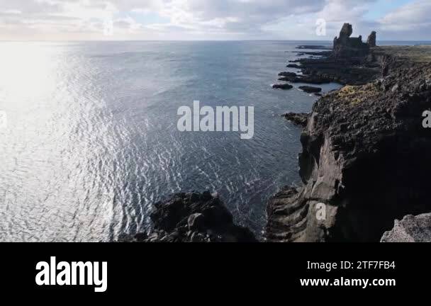 Two major basalt formations at Londrangar Basalt Cliffs, west Iceland ...