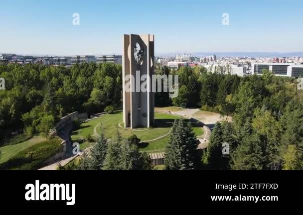 SOFIA, BULGARIA - SEPTEMBER 26, 2021: Aerial view of Memorial of Flag ...