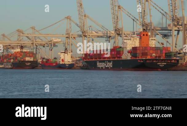 Rotterdam, The Netherlands - Circa 2019: Container ships in the cargo ...