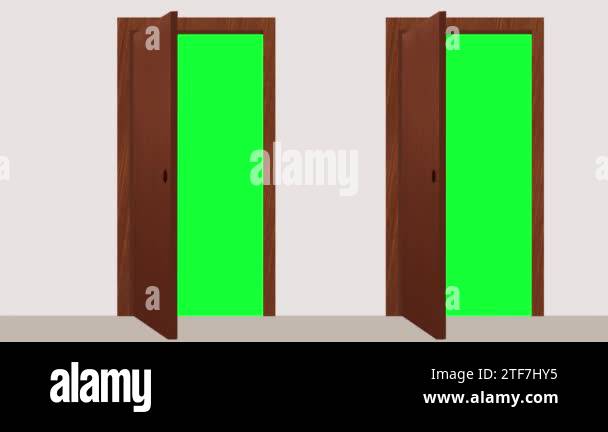 Opening and Closing Two Wooden Doors 4K Aniamtion with Green Screen ...