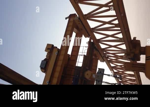 Vertically frame video. This is the steel structure of a launcher ...
