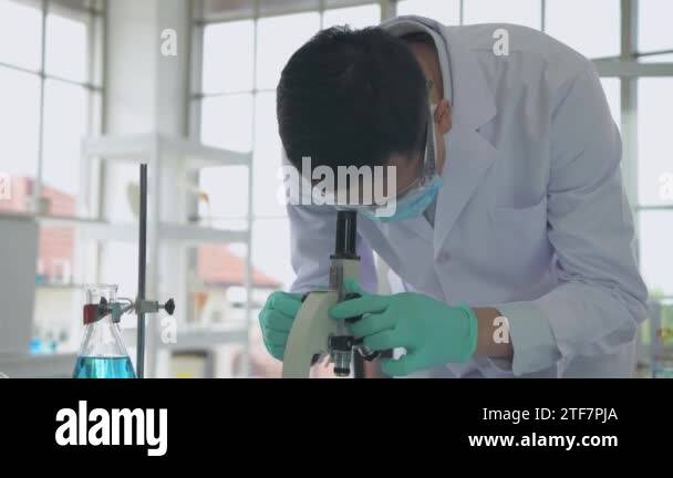 Research concept of 4k resolution. Asian scientists are examining the ...