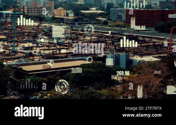 Construction technology concept with alteration graphic over ...