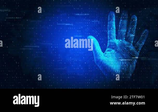 4K Animation digital Finger Print Biometric Scanning Identification ...