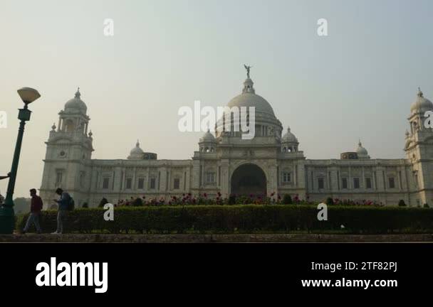 Timelapse video of Victoria Memorial, a large marble building in ...