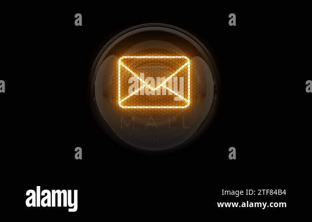 Mail. Mail button. Email. Nixie tube indicator. Gas discharge ...