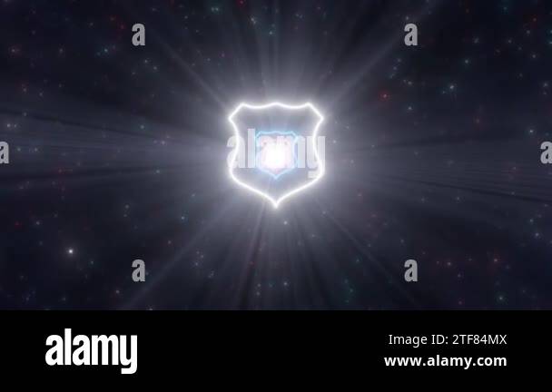 Defense Shield Police Badge Shape Outline Glowing Neon Light Tunnel ...