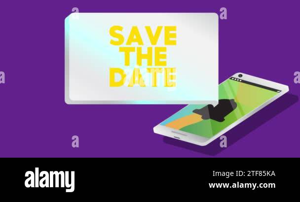 Save The Date. Text on notification bubble from portable information ...
