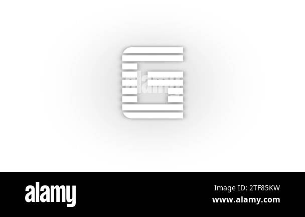 White g icon with shadow isolated on white background. letters in ...