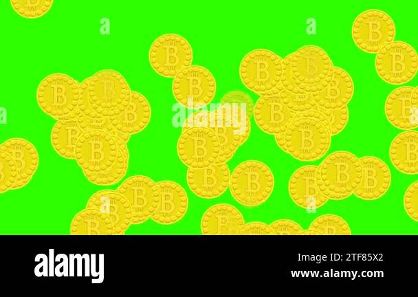 Falling 3D Cryptocurrency coins symbol 4k animation on green screen ...
