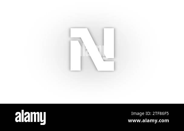 White n icon with shadow isolated on white background. letters in ...