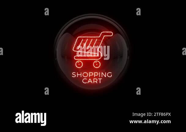 Shopping Cart. Loop animation. Shopping cart symbol. Gas discharge ...