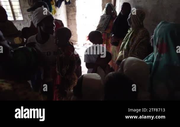 Big African Family Inside a Slum House in a Poor Village, Zanzibar ...