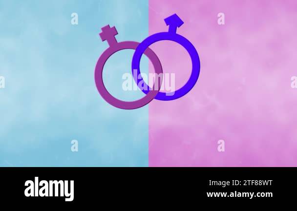 Animation of heterosexual text and symbol on red and blue background ...
