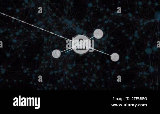 Animation of growing network of people icons transferring data over ...
