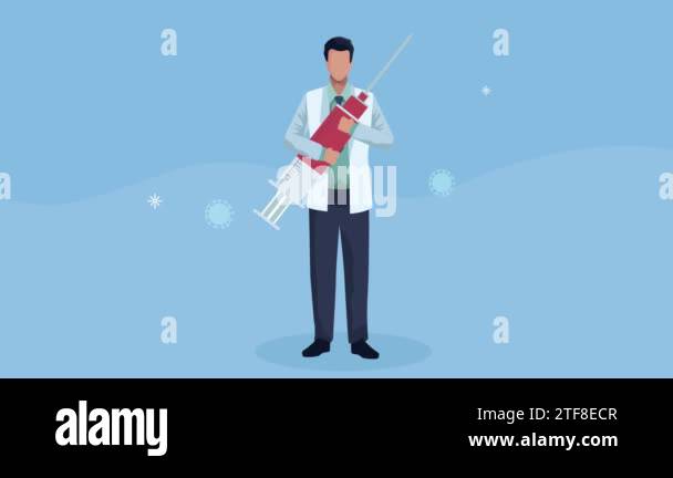 healthcare medical animation with doctor lifting blood syringe Stock ...