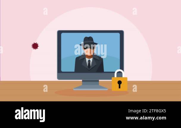 desktop cyber security tech animation,4k video animated Stock Video ...
