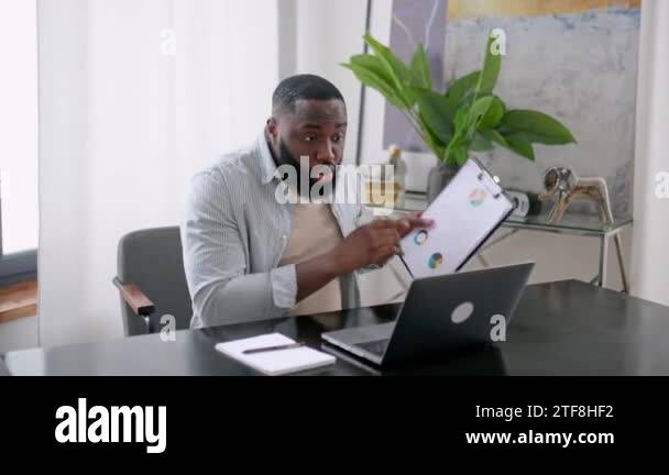 Confused angry annoyed african american business man, company ceo, sit ...