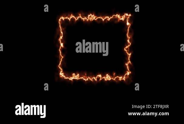 Fiery yellow red rectangle on a black background. Abstract rectangle ...