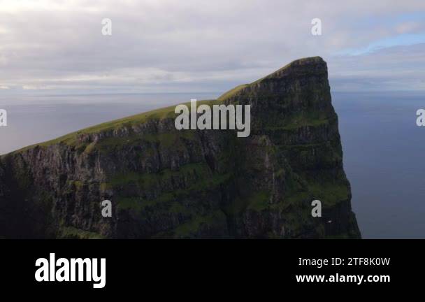 Drone From The High Sea Cliff, Beinisvord Stock Video Footage - Alamy