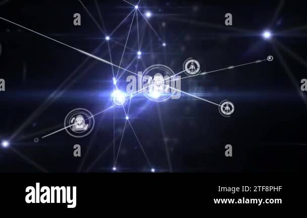 Animation of growing network of people and sharing icons transferring ...