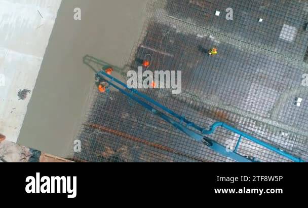 Create formwork top view. Creation of a concrete floor. Aerial view of ...