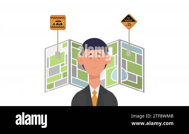 taxi service traffic signal in map animation Stock Video Footage - Alamy